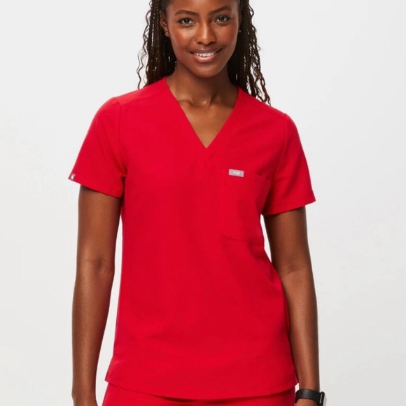 Figs | Tops | Figs Pop Red Top | Poshmark